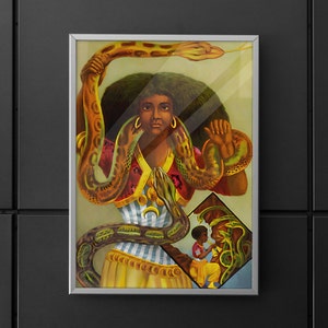 Mami Wata Canvas Wall Art, Water Mother Poster, La Sirene Print, Snake ...