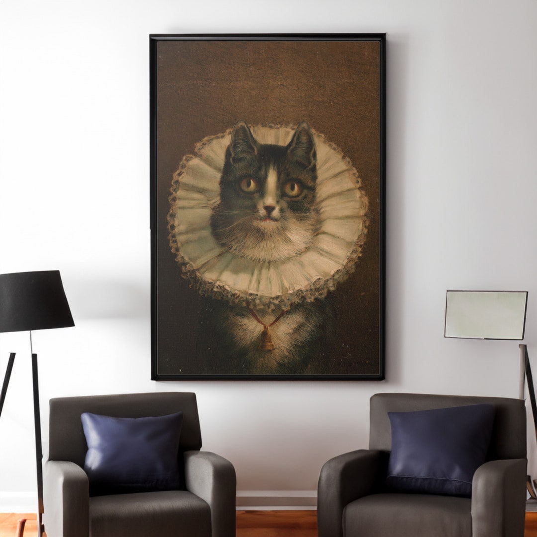 Victorian Cat Portrait Canvas/poster Wall Art Reproduction, Vintage ...