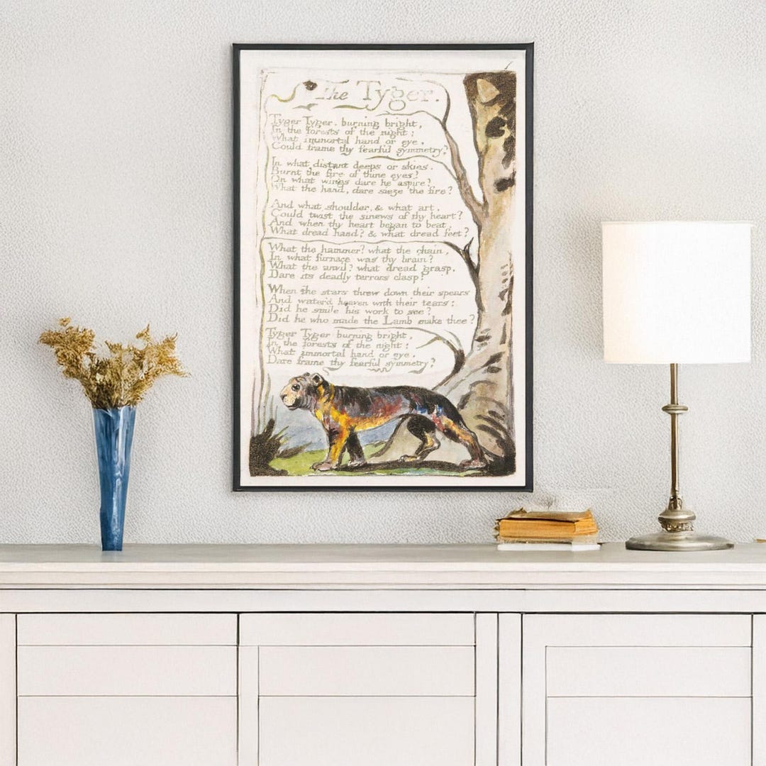 The Tyger by William Blake Canvas/poster Wall Art Reproduction ...
