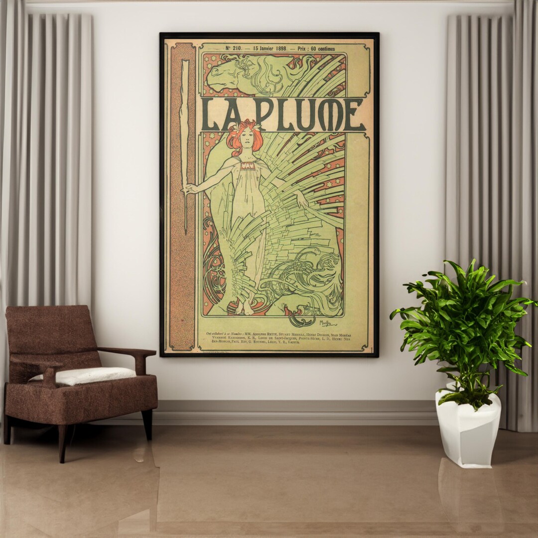 Alphonse Mucha La Plume Canvas/poster Art Reproduction, Art Nouveau ...