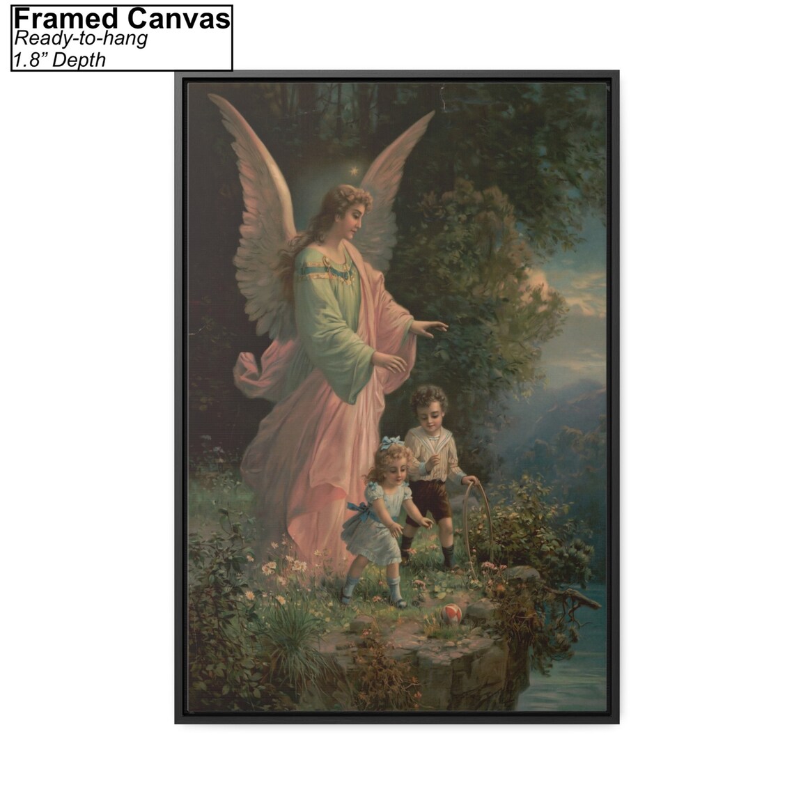 Guardian Angel Canvas/poster Wall Art Reproduction, Catholic Painting ...