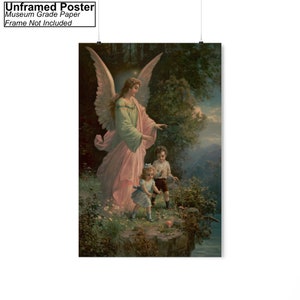 Guardian Angel Canvas/poster Wall Art Reproduction, Catholic Painting ...