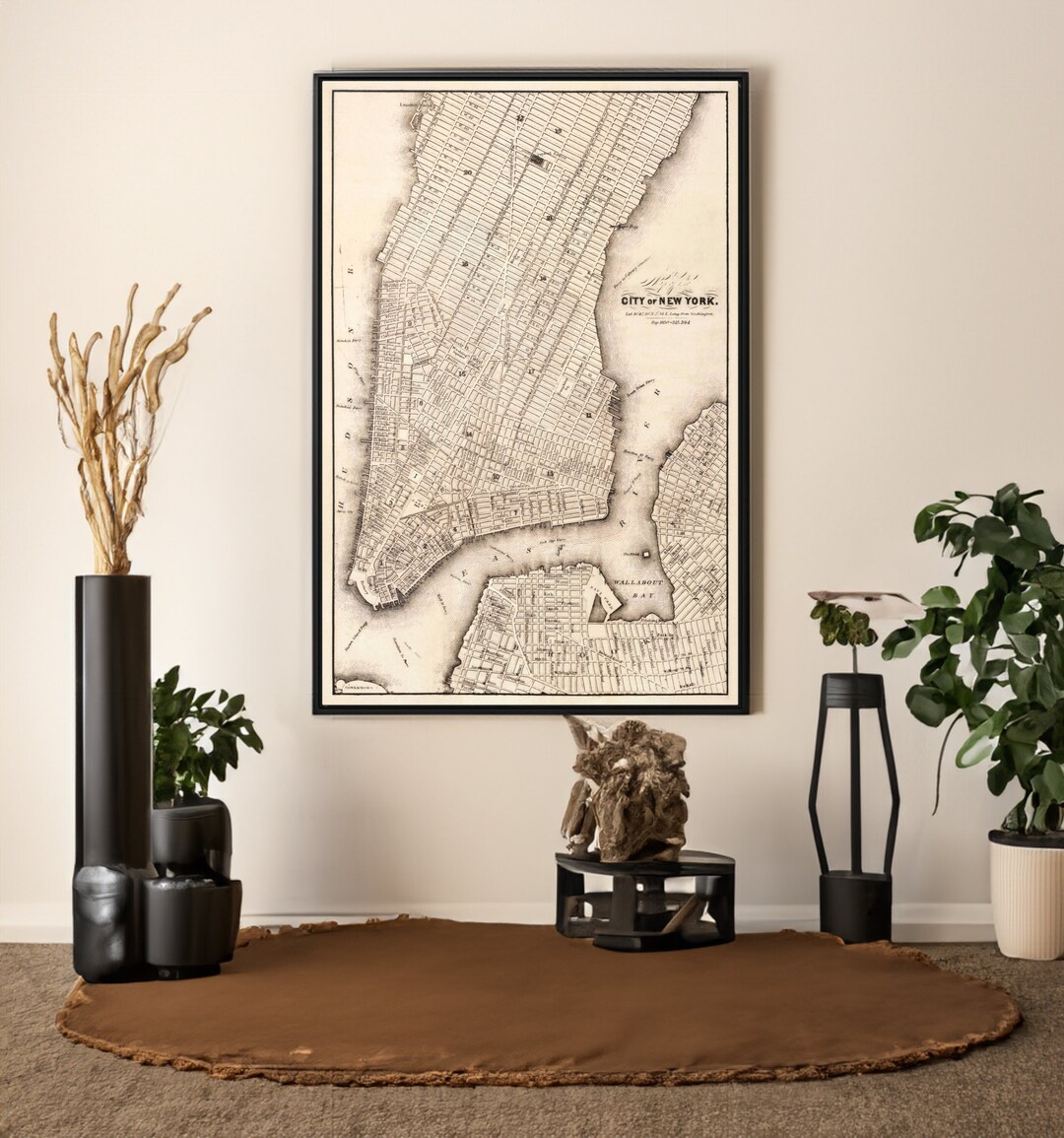 Vintage New York City Map Canvas/poster Wall Art Reproduction - Etsy
