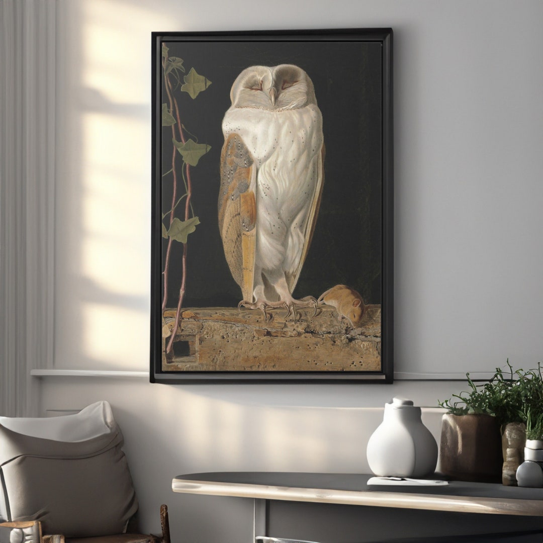 The White Owl by William James Webbe Canvas Wall Art Reproduction, Bird ...