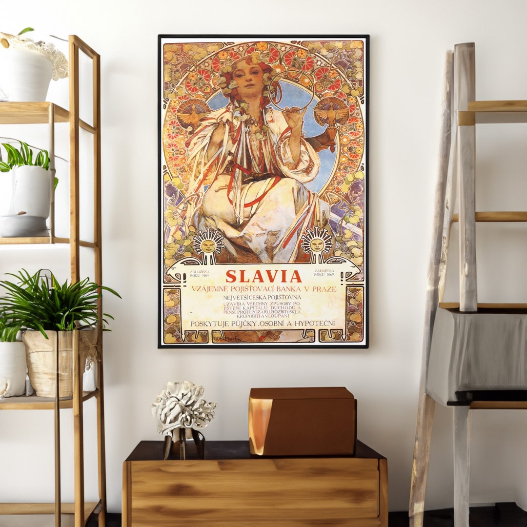 Alphonse Mucha Slavia Canvas Wall Art Reproduction, Vintage Art Nouveau ...