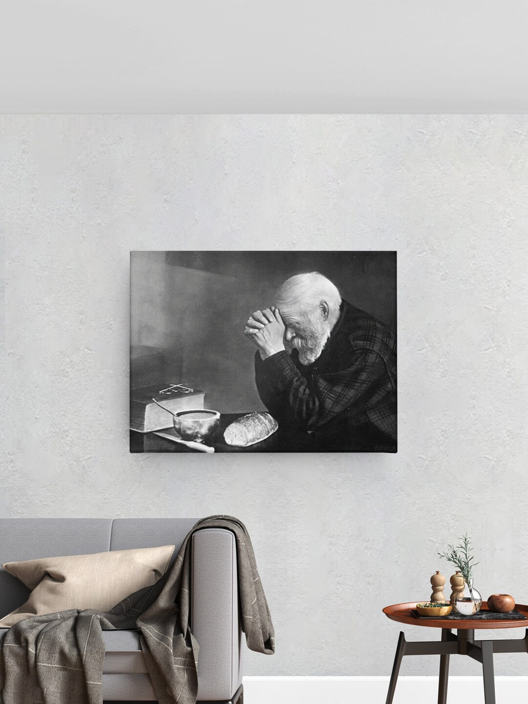 Eric Enstrom Grace Man Praying Over Bread Canvas/poster Art - Etsy