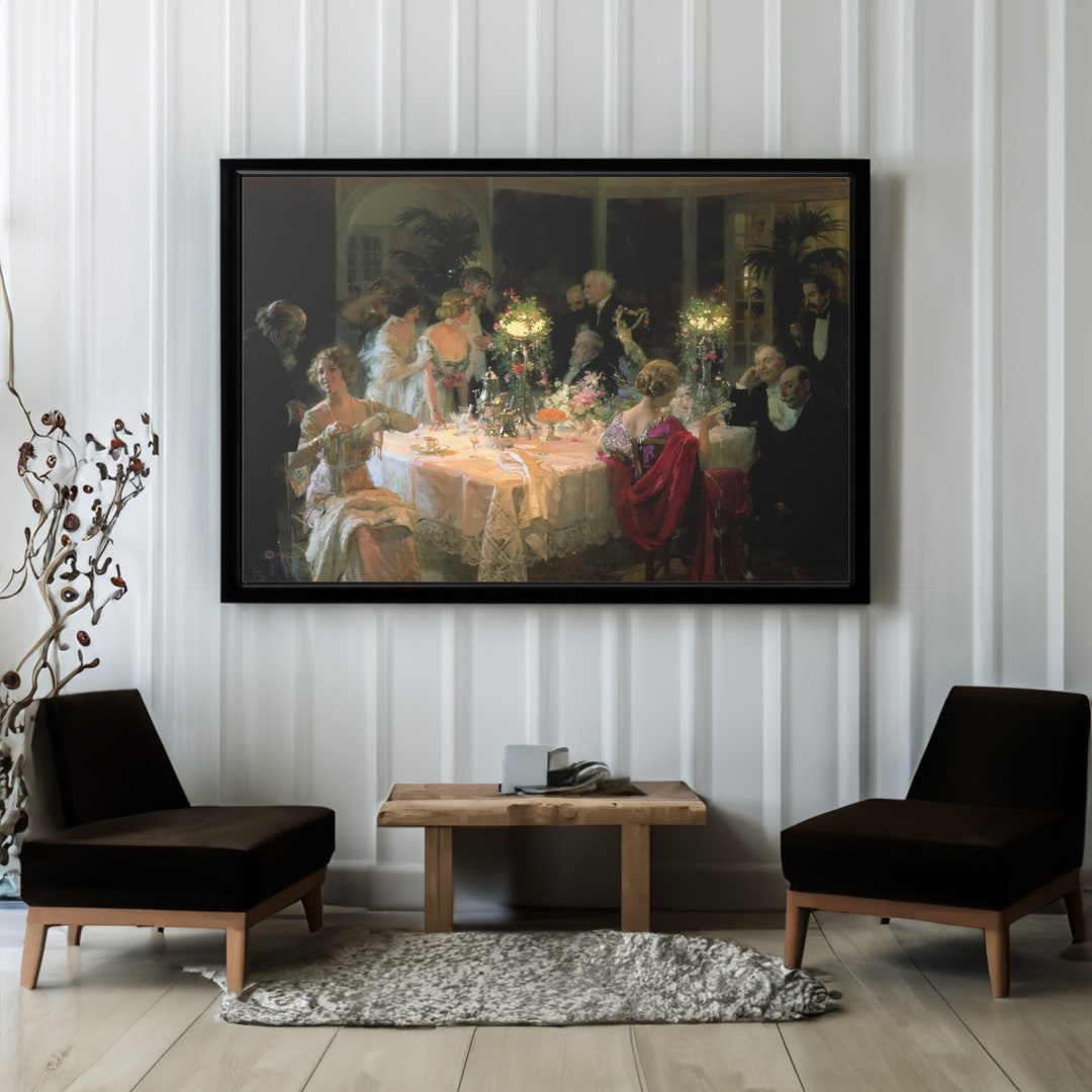 The End of Dinner by Jules Alexandre Grun Canvas Wall Art Reproduction ...