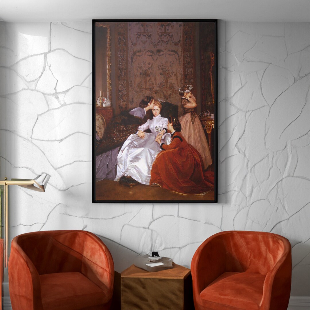 Auguste Toulmouche the Reluctant Bride Canvas Wall Art Reproduction, Moody Painting Print ...