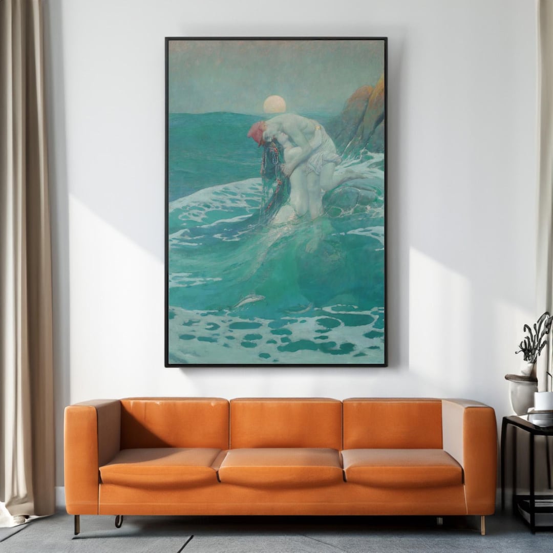 The Mermaid by Howard Pyle Canvas Wall Art Reproduction, Siren Poster ...