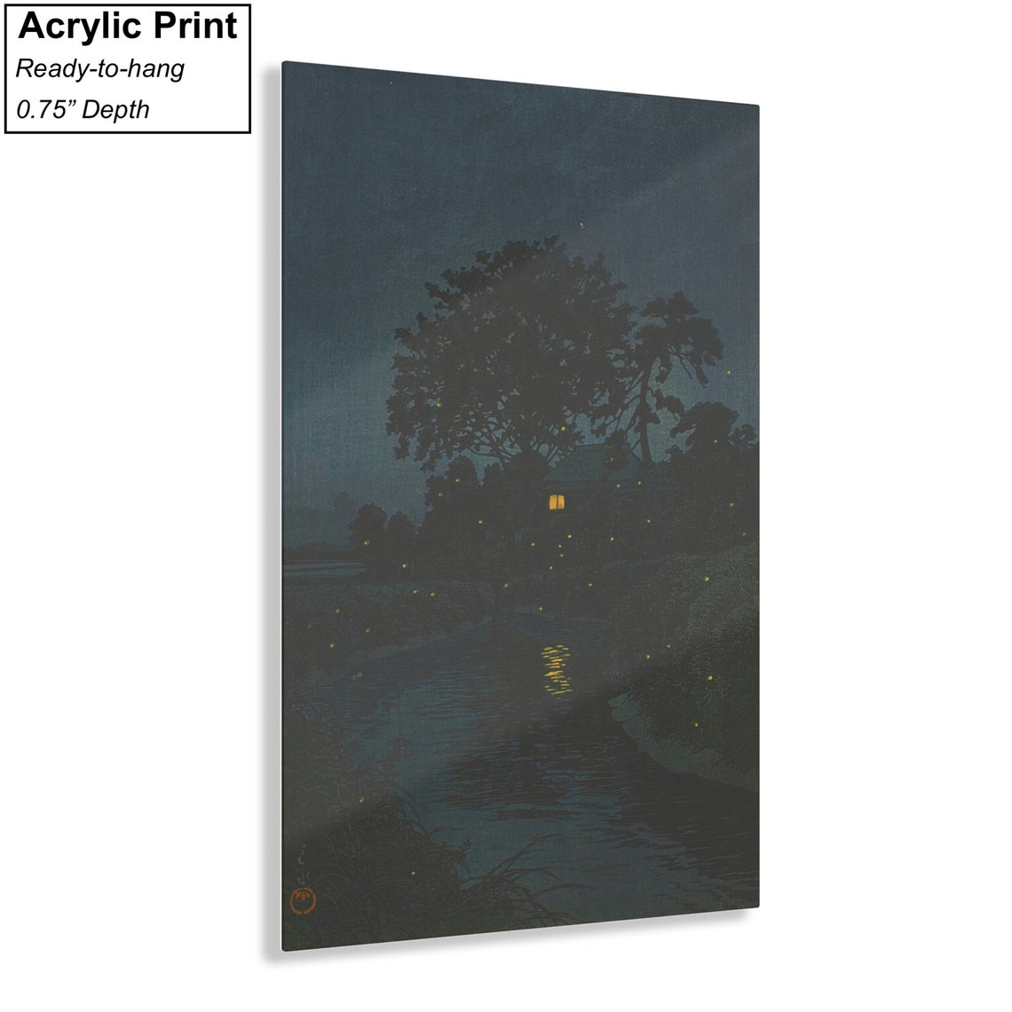 Japanese Art Print Fireflies at Minuma River in Omiya by - Etsy