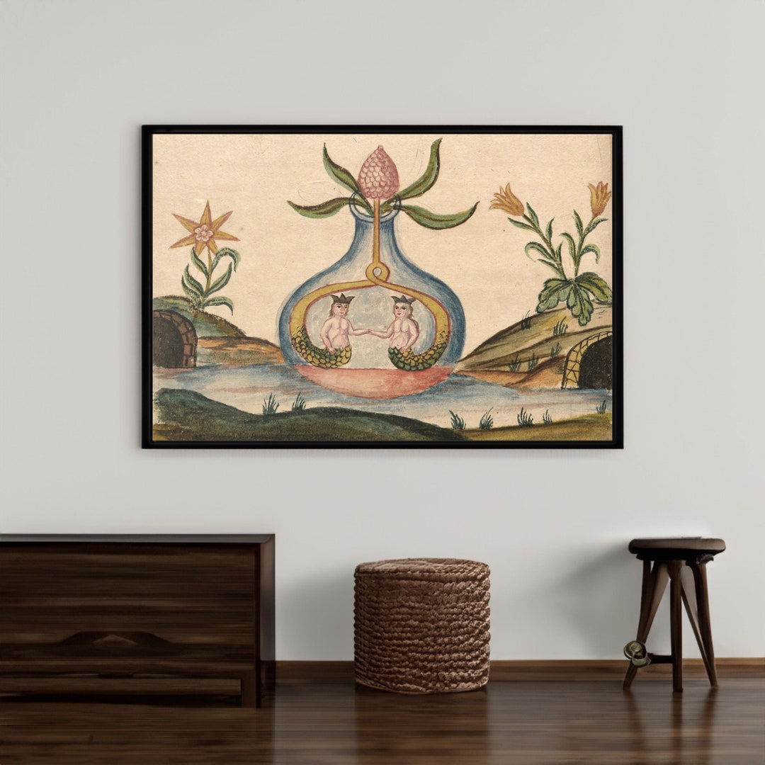 Antique Alchemy Illustration Canvas Wall Art Reproduction, Mystical ...