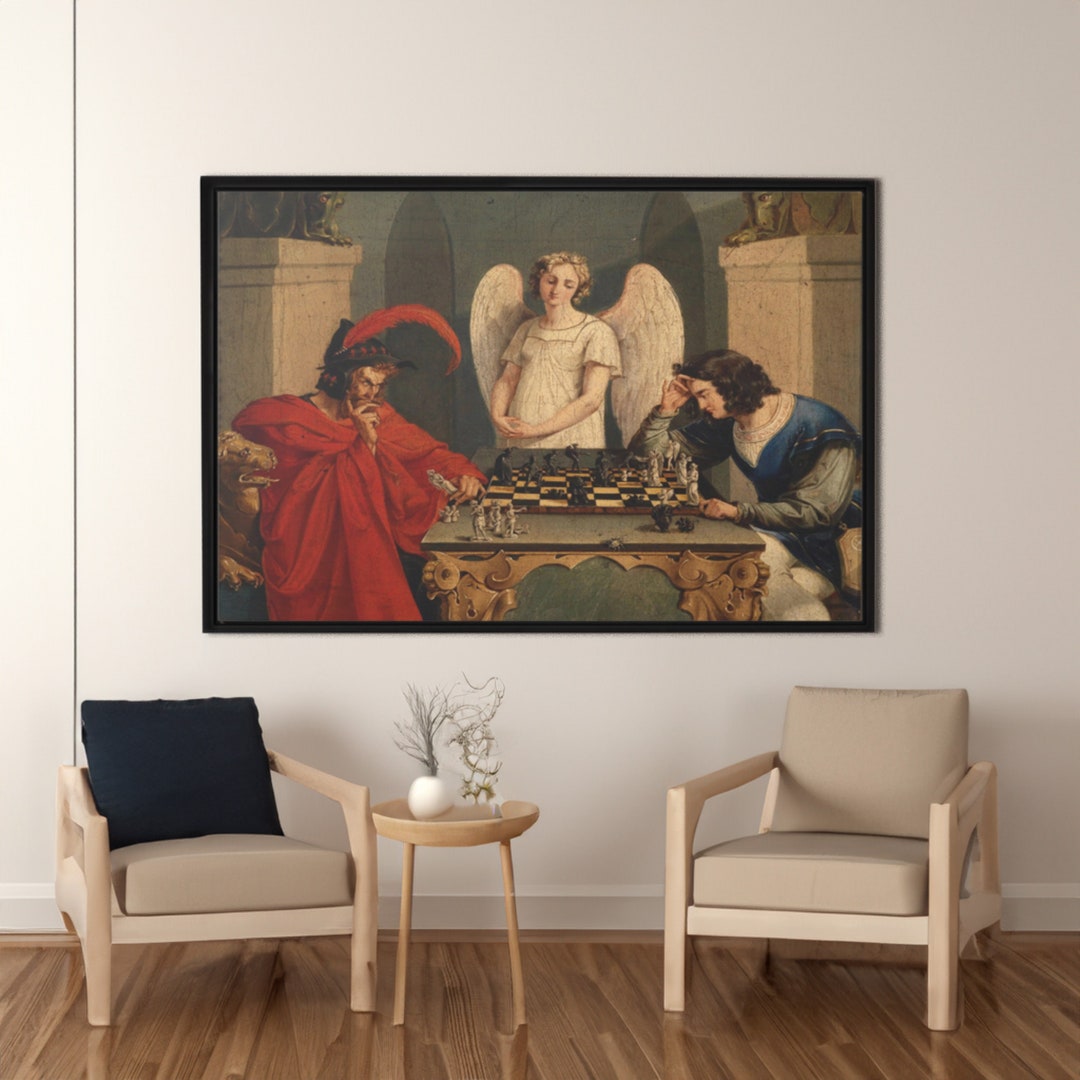 Faust and Mephisto Playing Chess Canvas/poster Art Reproduction, Glass ...