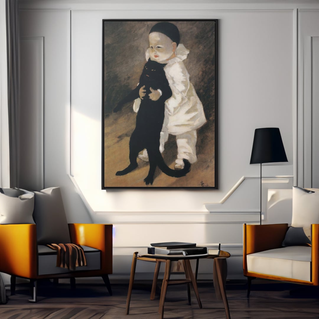 Pierrot and the Cat by Theophile Steinlen Canvas/poster Wall Art ...