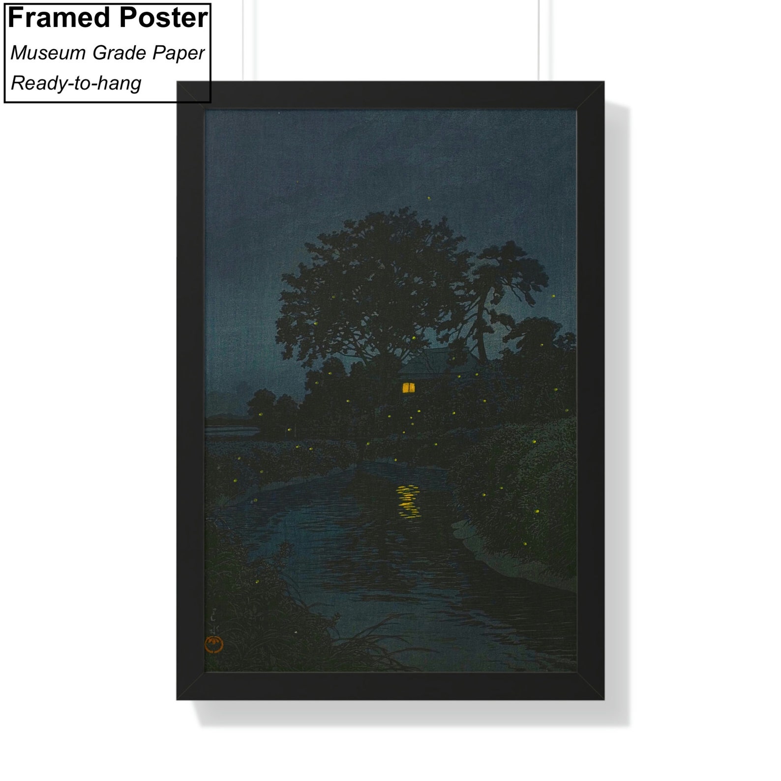 Japanese Art Print Fireflies at Minuma River in Omiya by - Etsy