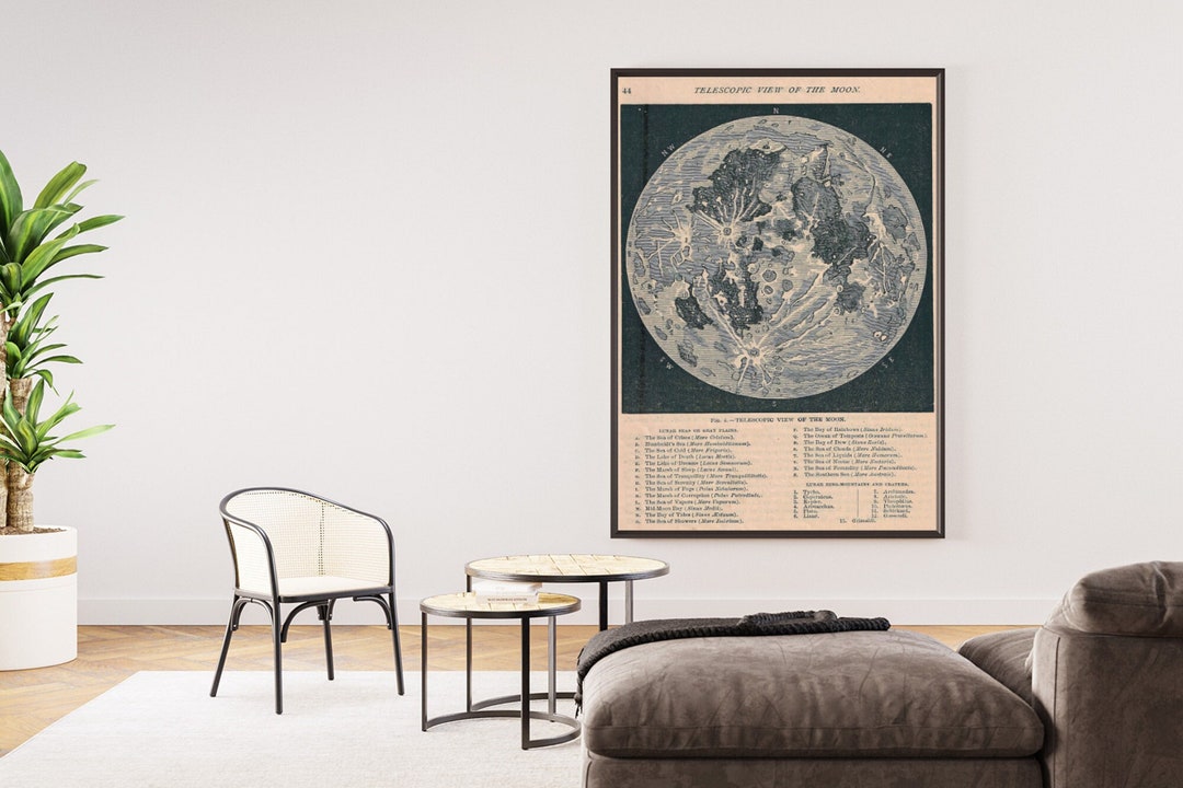 Vintage Moon Map Art Print: Antique Celestial Science Poster - Etsy