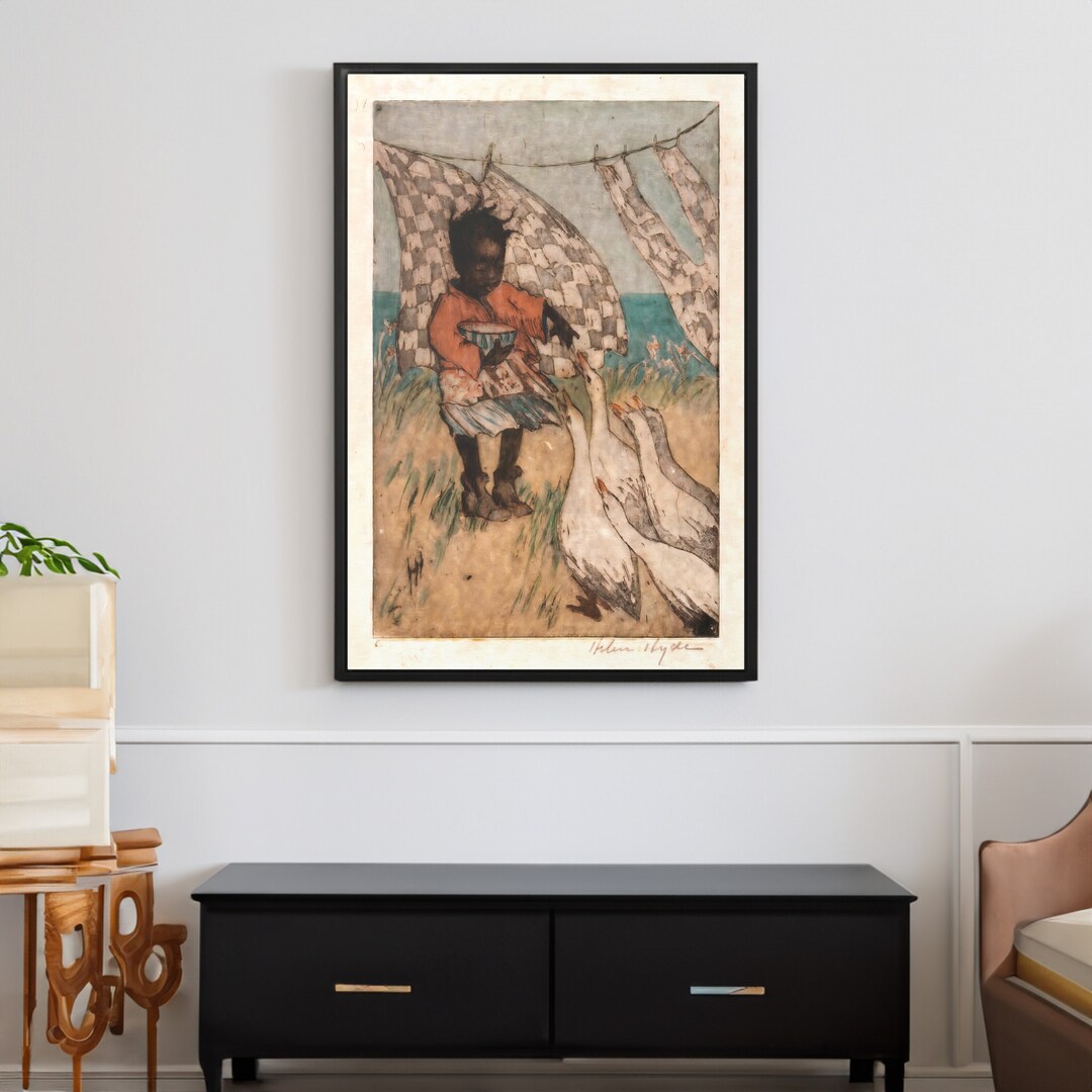 Feeding the Geese by Helen Hyde Canvas/poster Wall Art Reproduction - Etsy