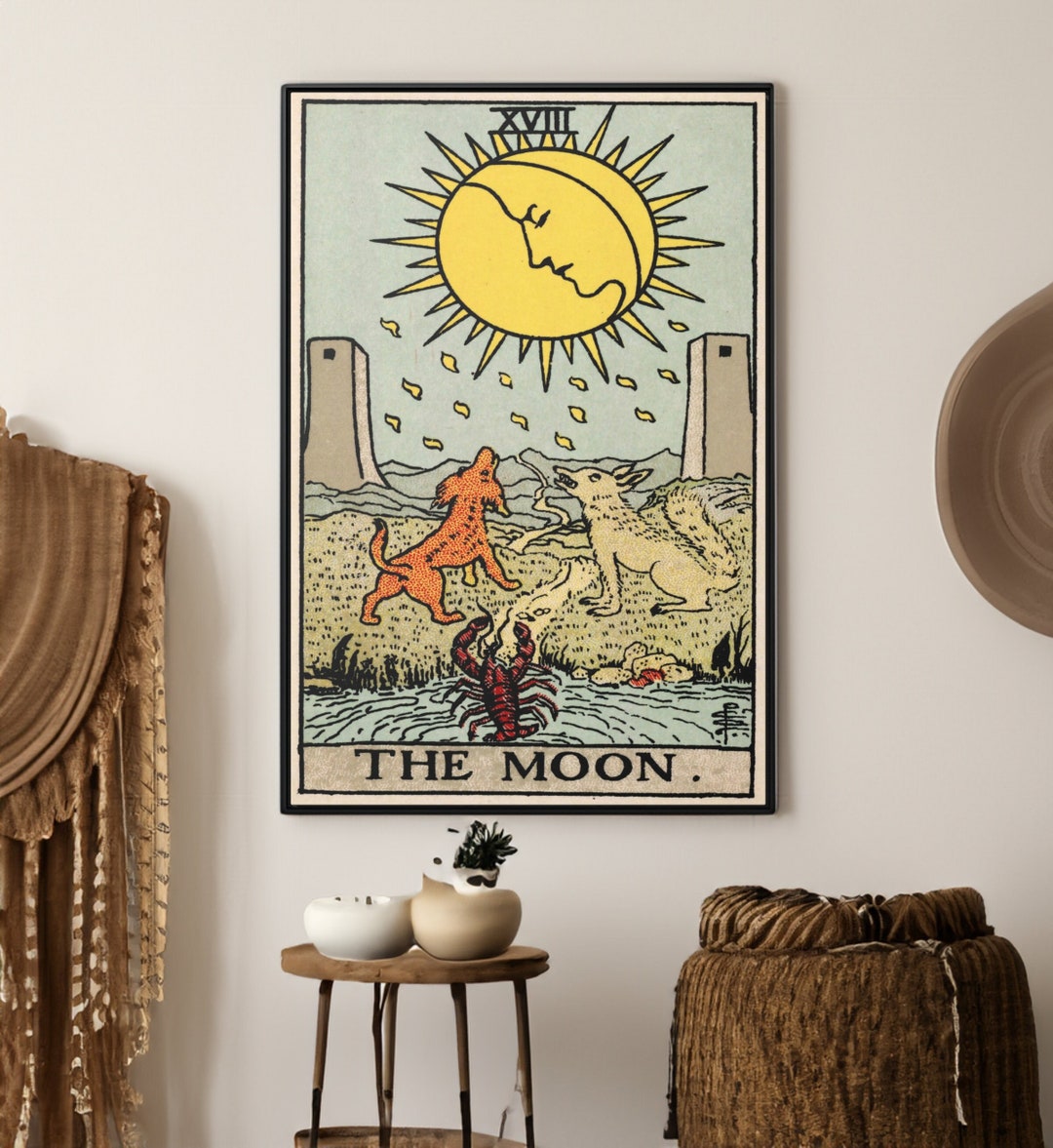The Moon Tarot Card Canvas/poster Wall Art Reproduction, Mystical ...
