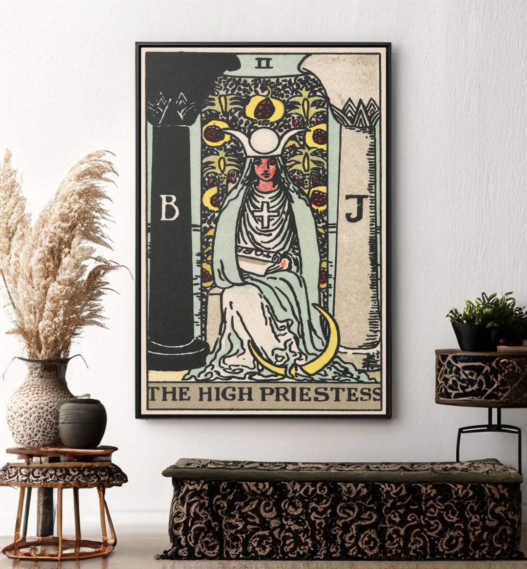 The High Priestess Tarot Card Canvas Wall Art Reproduction, Tarot ...