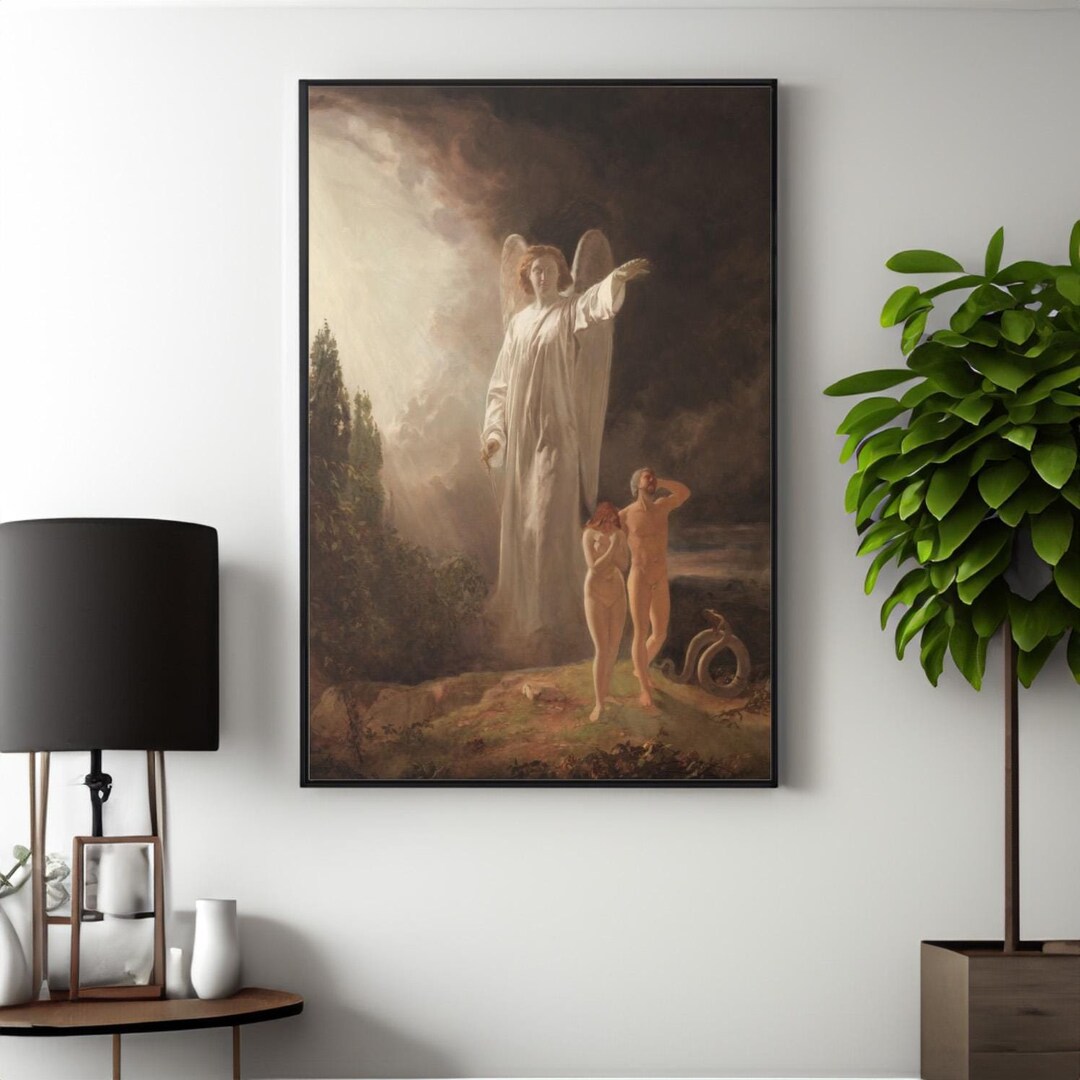 Expulsion of Adam and Eve by John Faed Canvas/poster Wall Art Reproduction, Catholic Divine ...