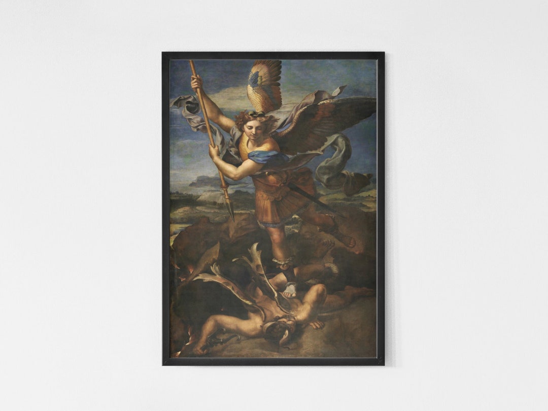St. Michael Vanquishing Satan by Raphael Canvas Wall Art, War in Heaven ...