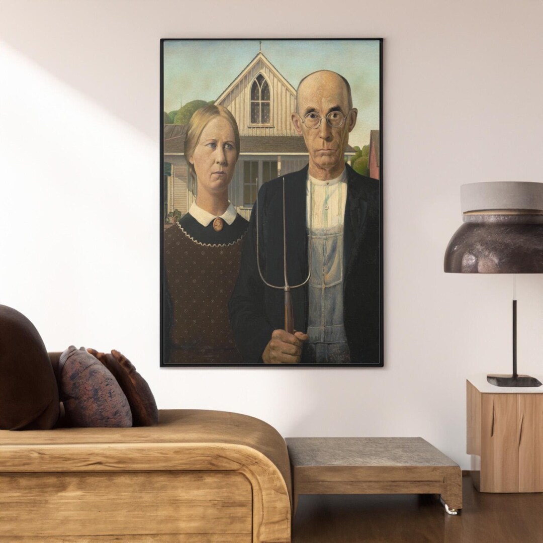 Grant Wood American Gothic Canvas/poster Wall Art Reproduction - Etsy