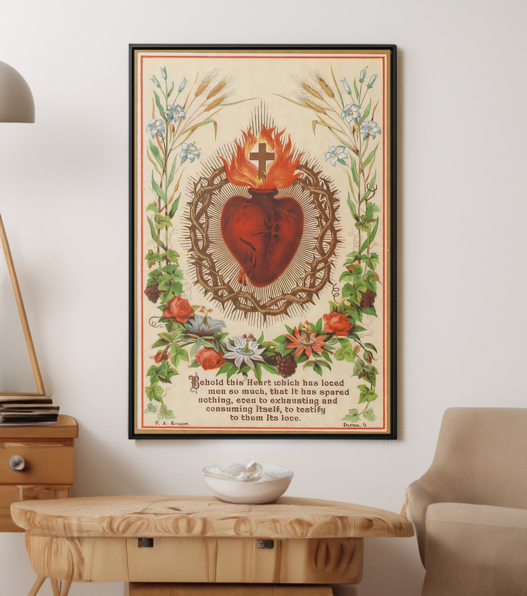 Sacred Heart of Jesus Canvas/poster Wall Art Reproduction, Catholic ...