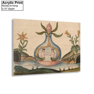 Antique Alchemy Illustration Canvas Wall Art Reproduction, Mystical ...