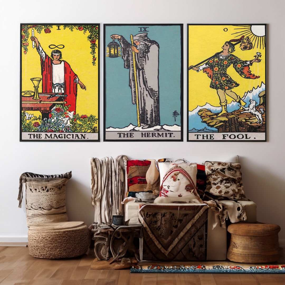 Tarot Card Set of 3 Canvas/poster Wall Art Reproduction, Mystic ...