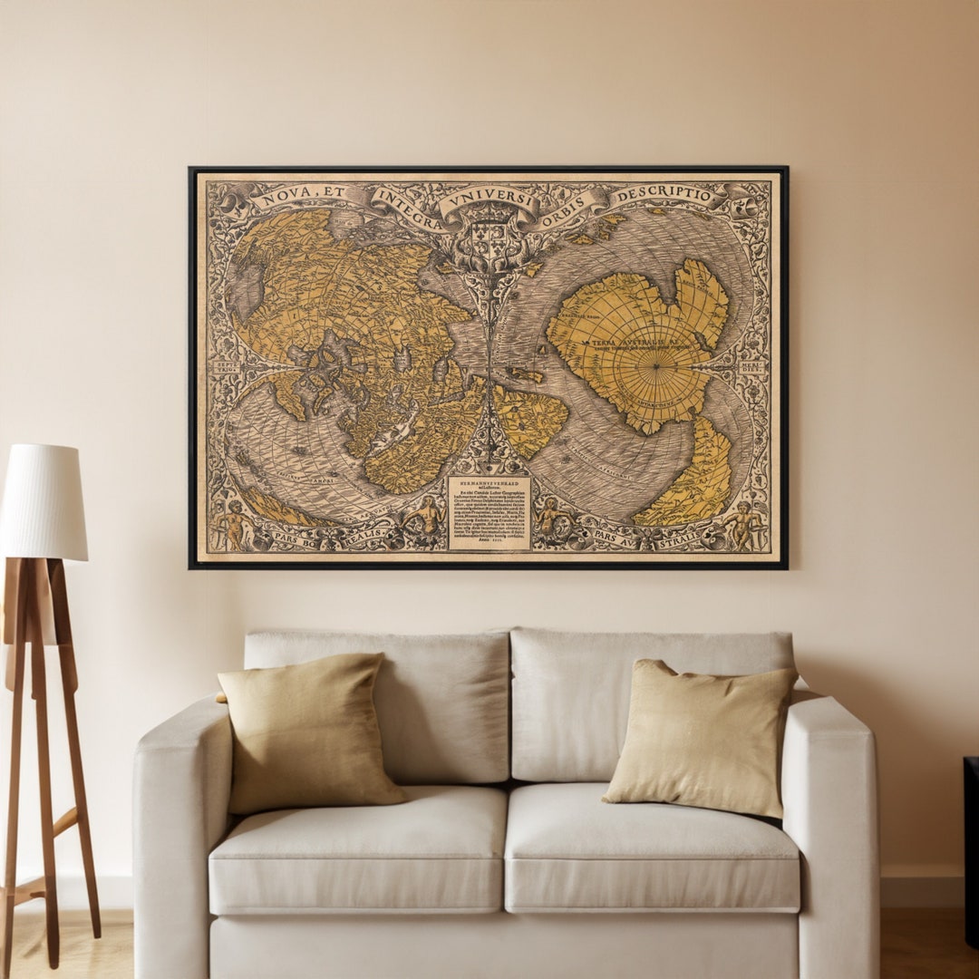 Vintage World Map (1531) by Oronce Fine Canvas/poster Wall Art, Retro ...