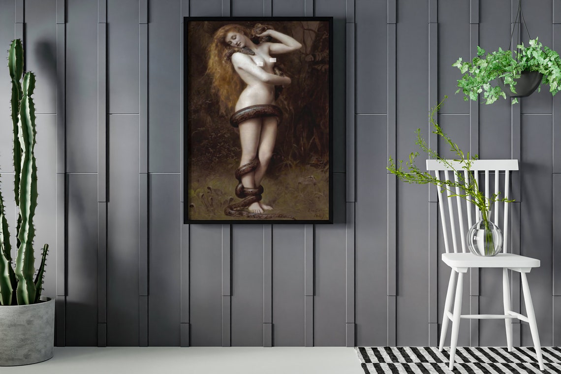 John Collier Lilith 1887 Canvas Poster Art Reproduction Pre Etsy