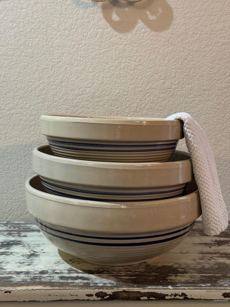 Vintage Set of 3 Marshall Pottery Stoneware Crock Mixing Bowls - Etsy