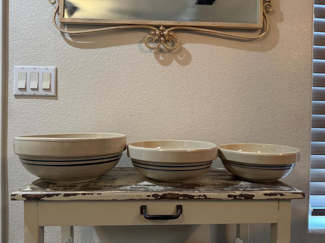 Vintage Set of 3 Marshall Pottery Stoneware Crock Mixing Bowls - Etsy