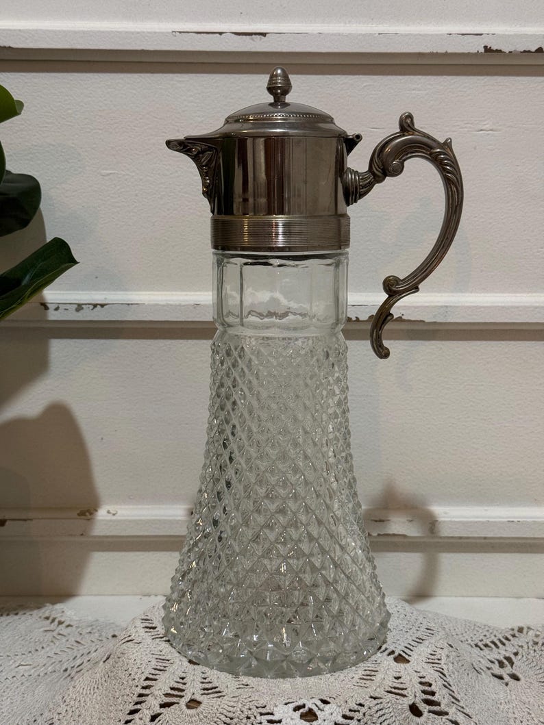 Antique Diamond Cut Lead Crystal Pitcher/decanter - Etsy