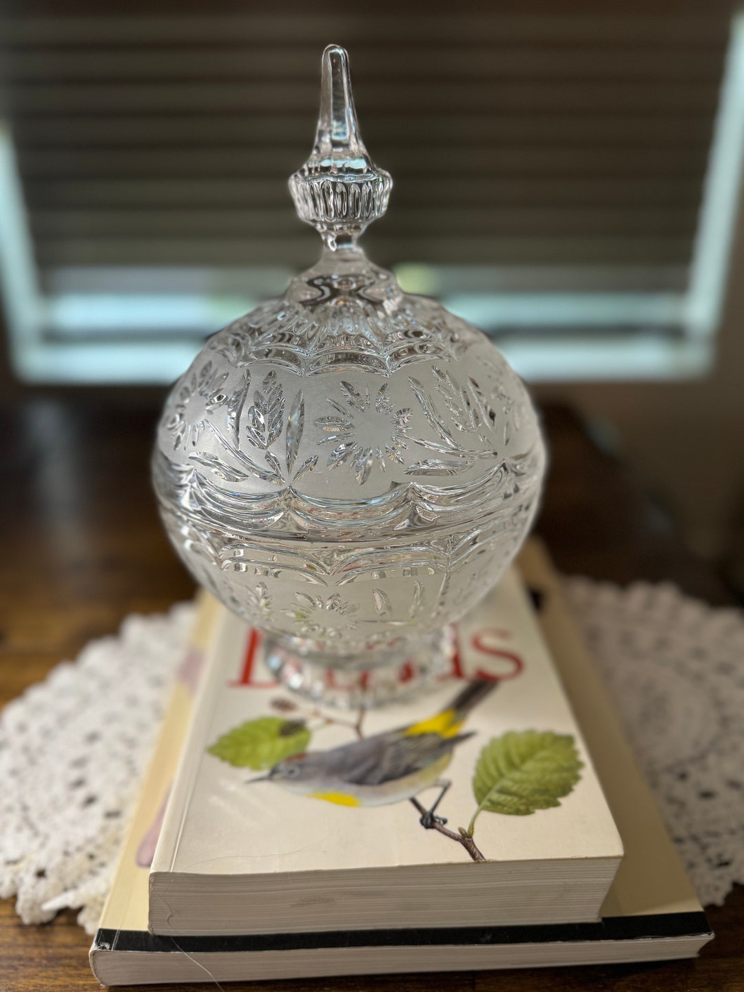 Vintage Crystal Compote/ Candy Dish With Finial Lid - Etsy
