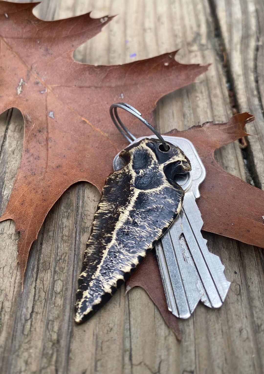 Brass Arrowhead Keychain With Antique Finish - Etsy