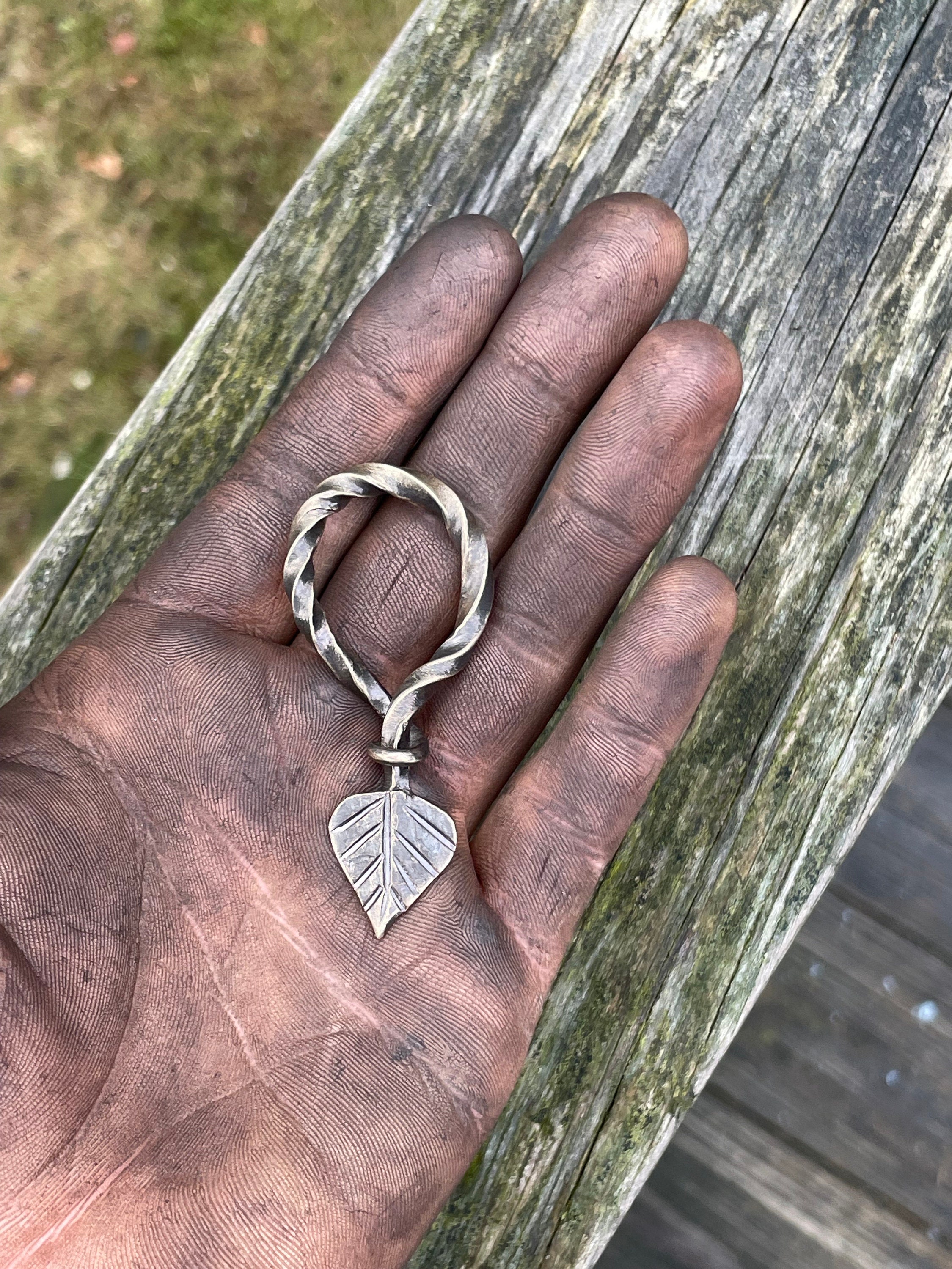 Hand Forged Decorative Leaf Key Chain Metal Keychain - Etsy
