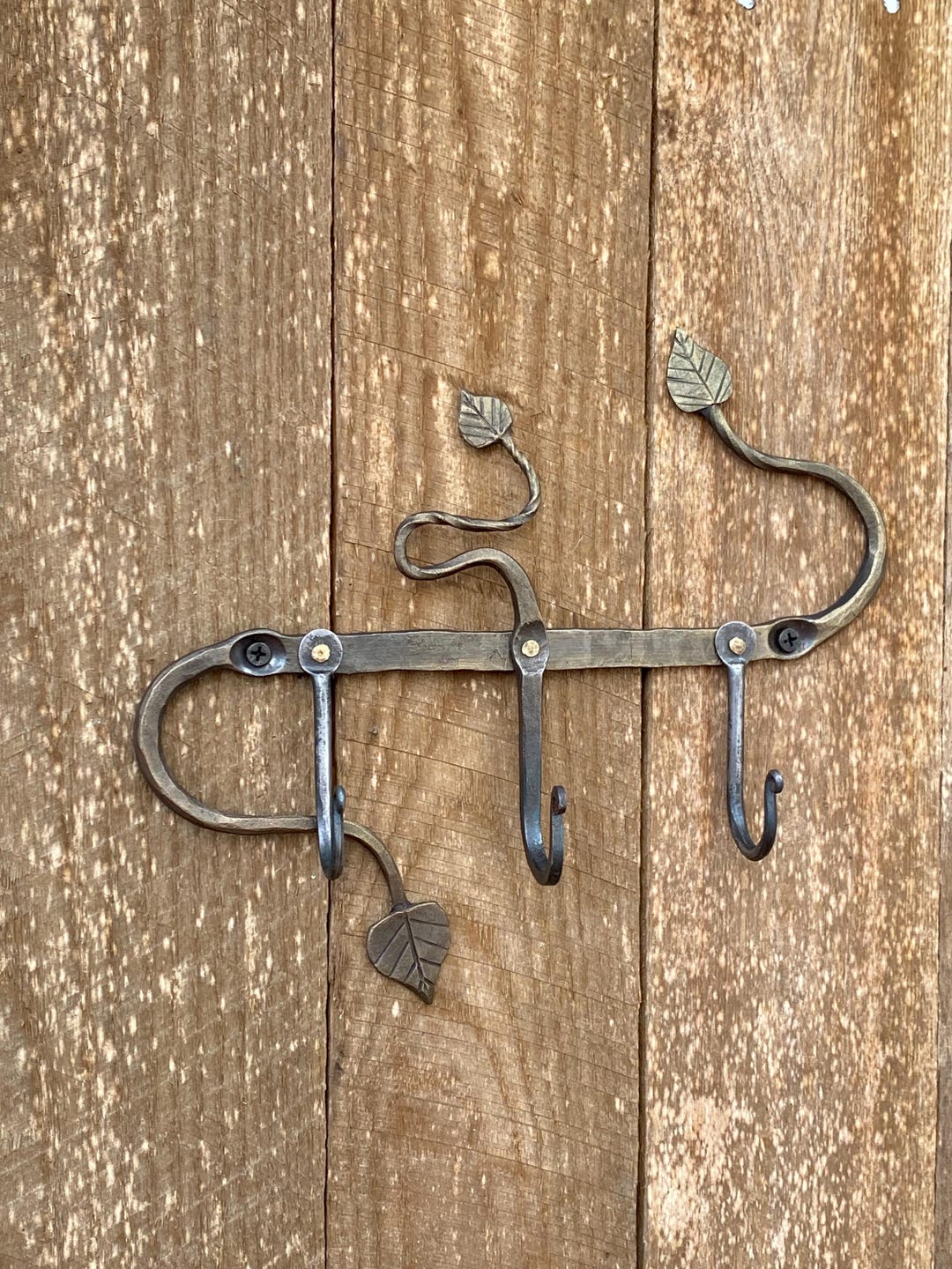 Decorative Hand Forged Leaf Hook Rack - Etsy
