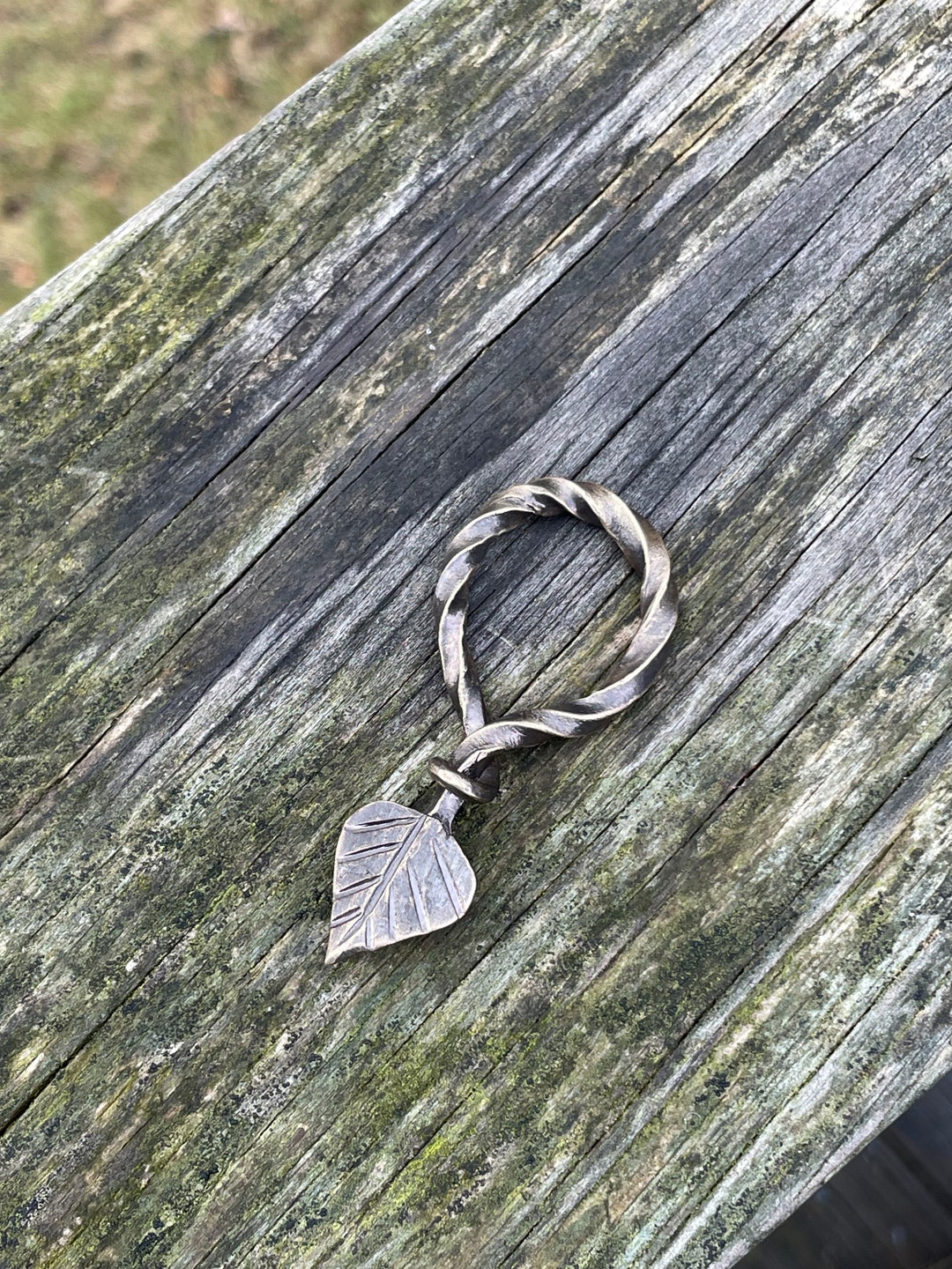 Hand Forged Decorative Leaf Key Chain Metal Keychain - Etsy
