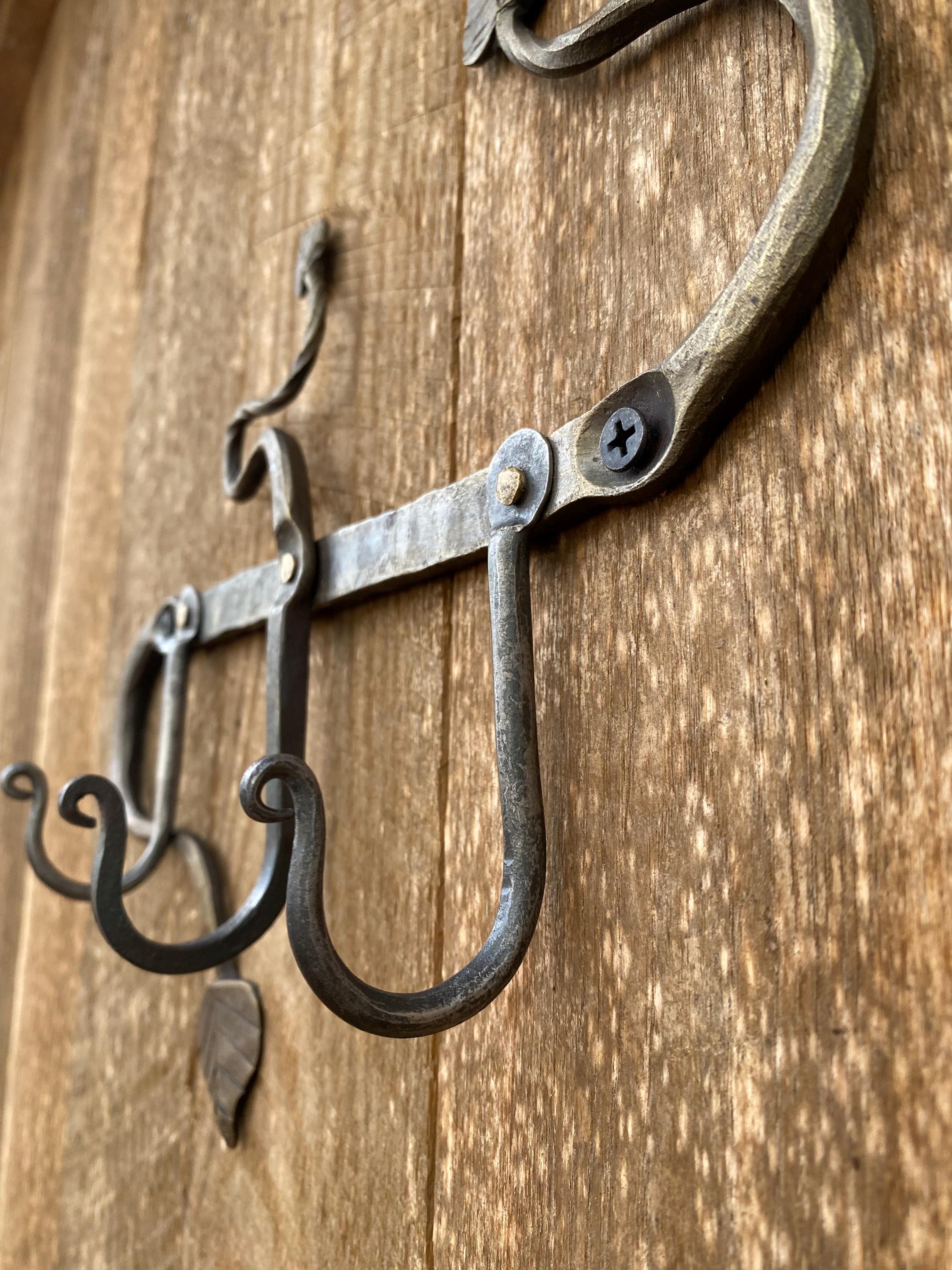 Decorative Hand Forged Leaf Hook Rack - Etsy