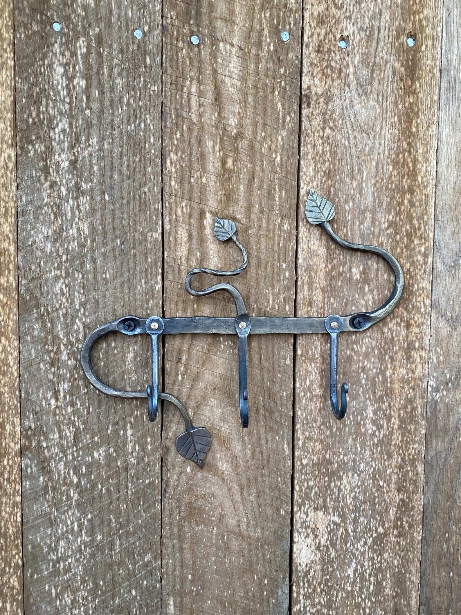 Decorative Hand Forged Leaf Hook Rack - Etsy