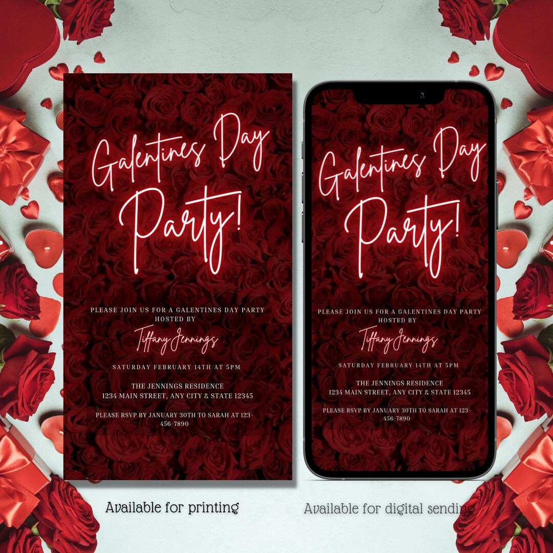 Electronic Floral Galentines Party Invitation, Digital Invite, Brunch ...