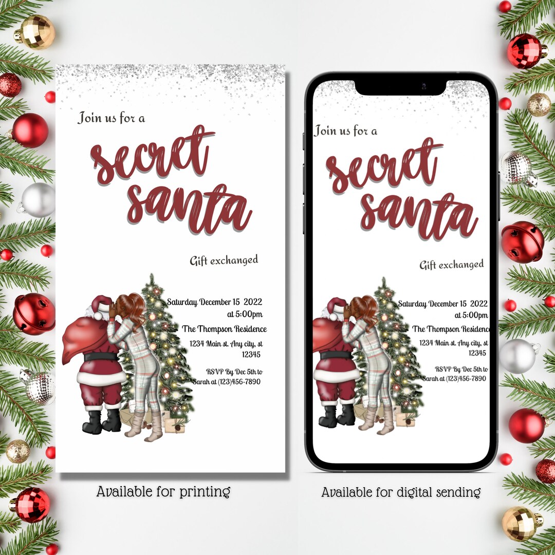Digital Secret Santa Invitation: Editable Christmas Party Template ...