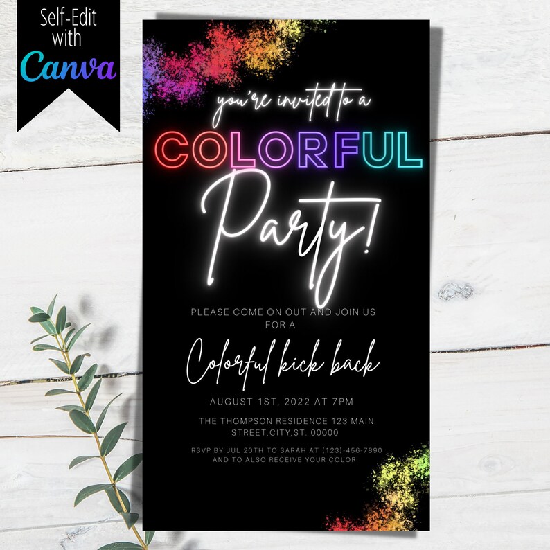 Electronic Colorful Kickback Digital Invitation Rainbow - Etsy