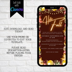 Digital Fall Block Party Invitation, Electronic Neighborhood Community ...