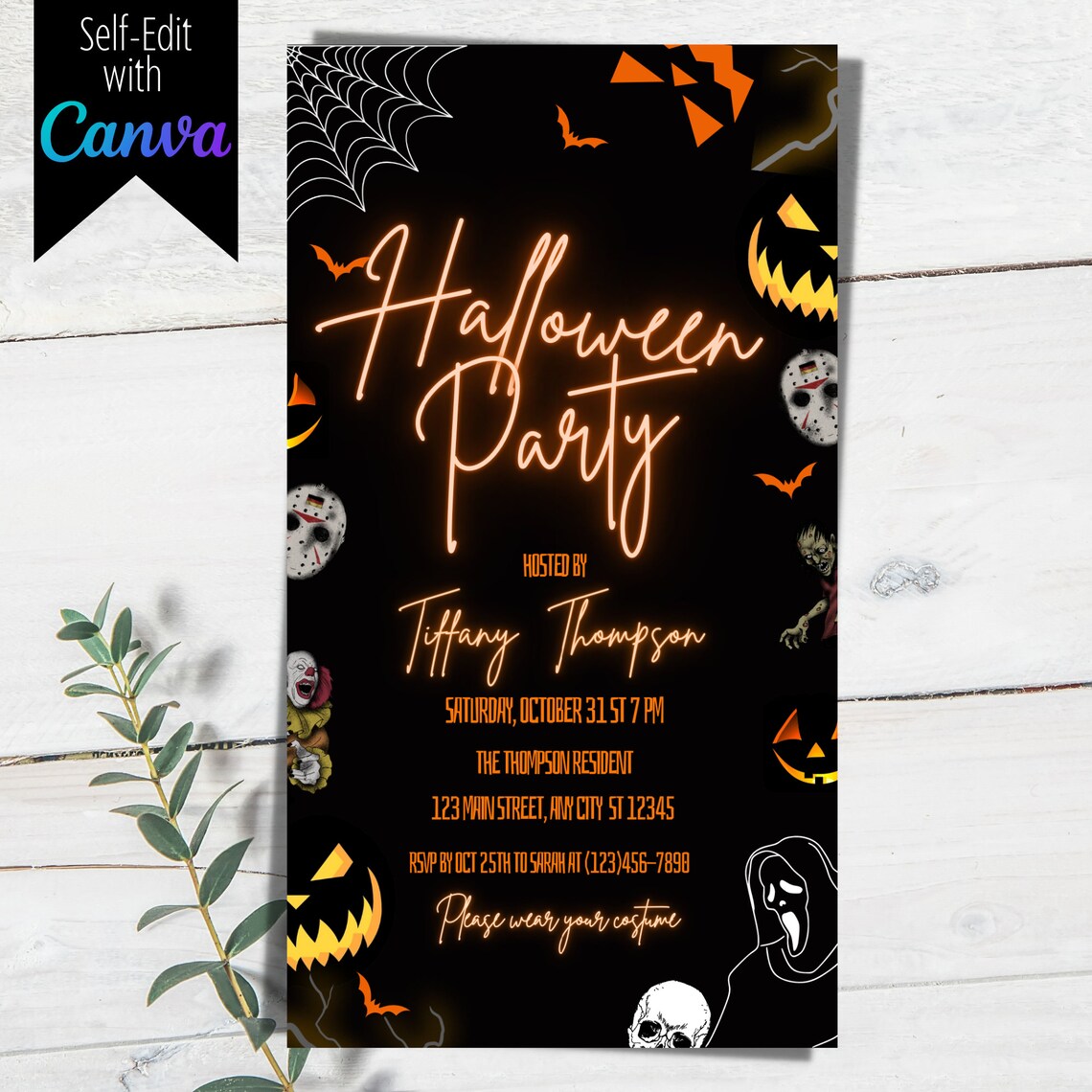 Digital Halloween Party Invitation, Spooky Halloween, Any Age Halloween ...