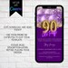 Electronic 90th Purple Gold Birthday Party Invitation, Digital 90th ...