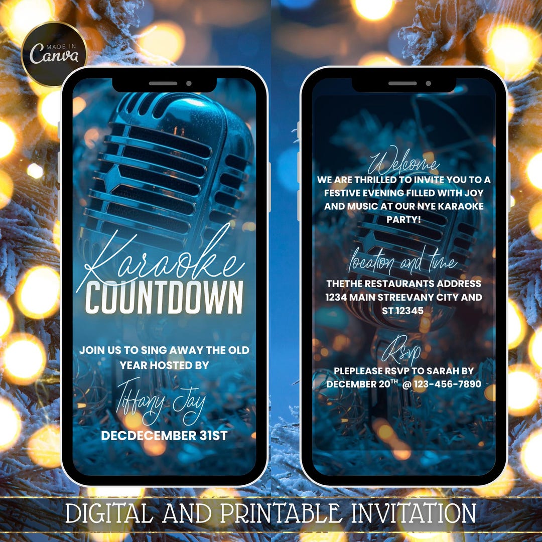 Digital Karaoke Countdown New Year’s Eve Invitation – Animated Holiday ...