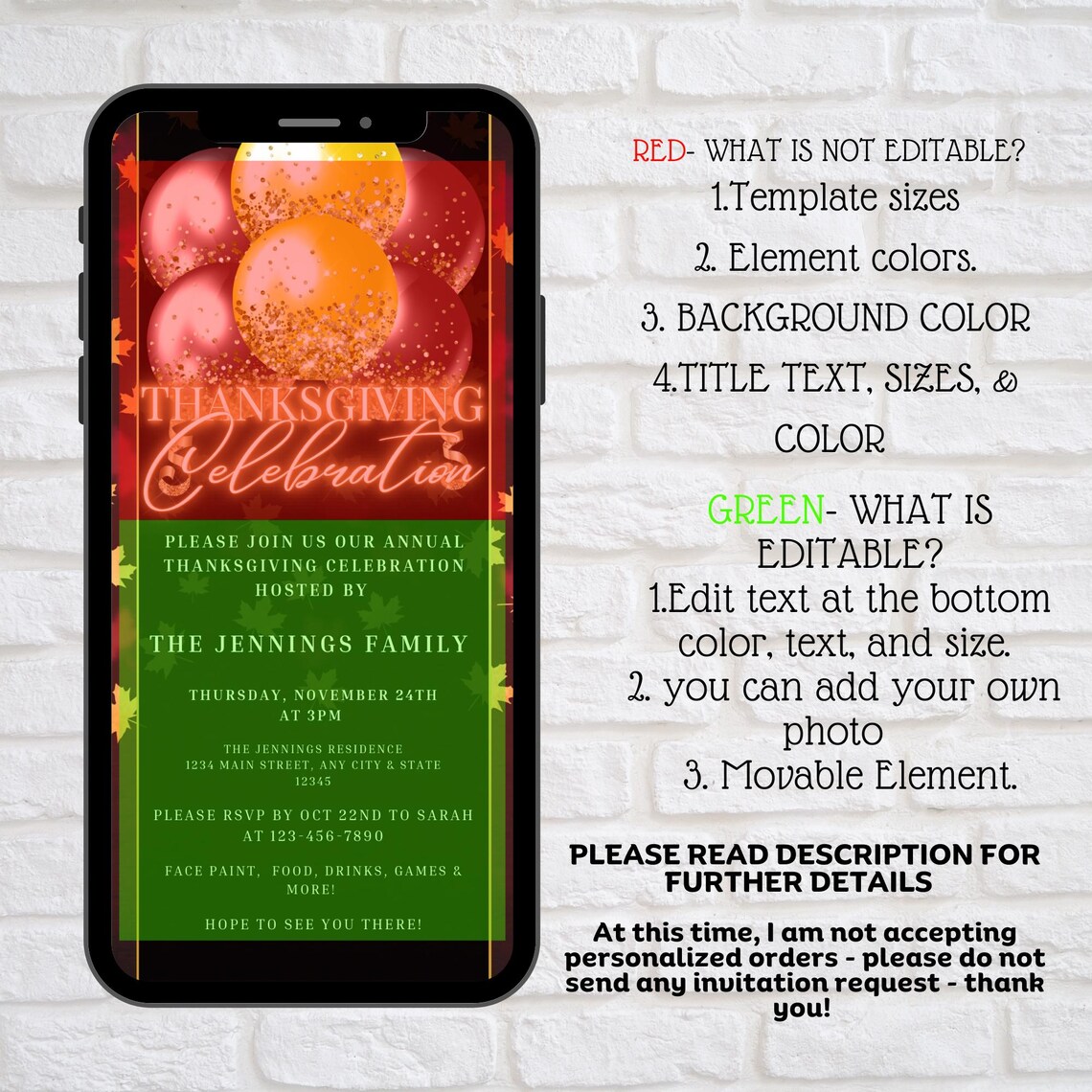 Digital Thanksgiving Dinner Celebration, Electronic Autumn Family ...
