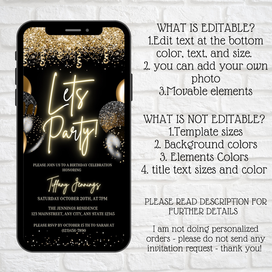 Digital Birthday Party Invitations Electronic Let's Party - Etsy