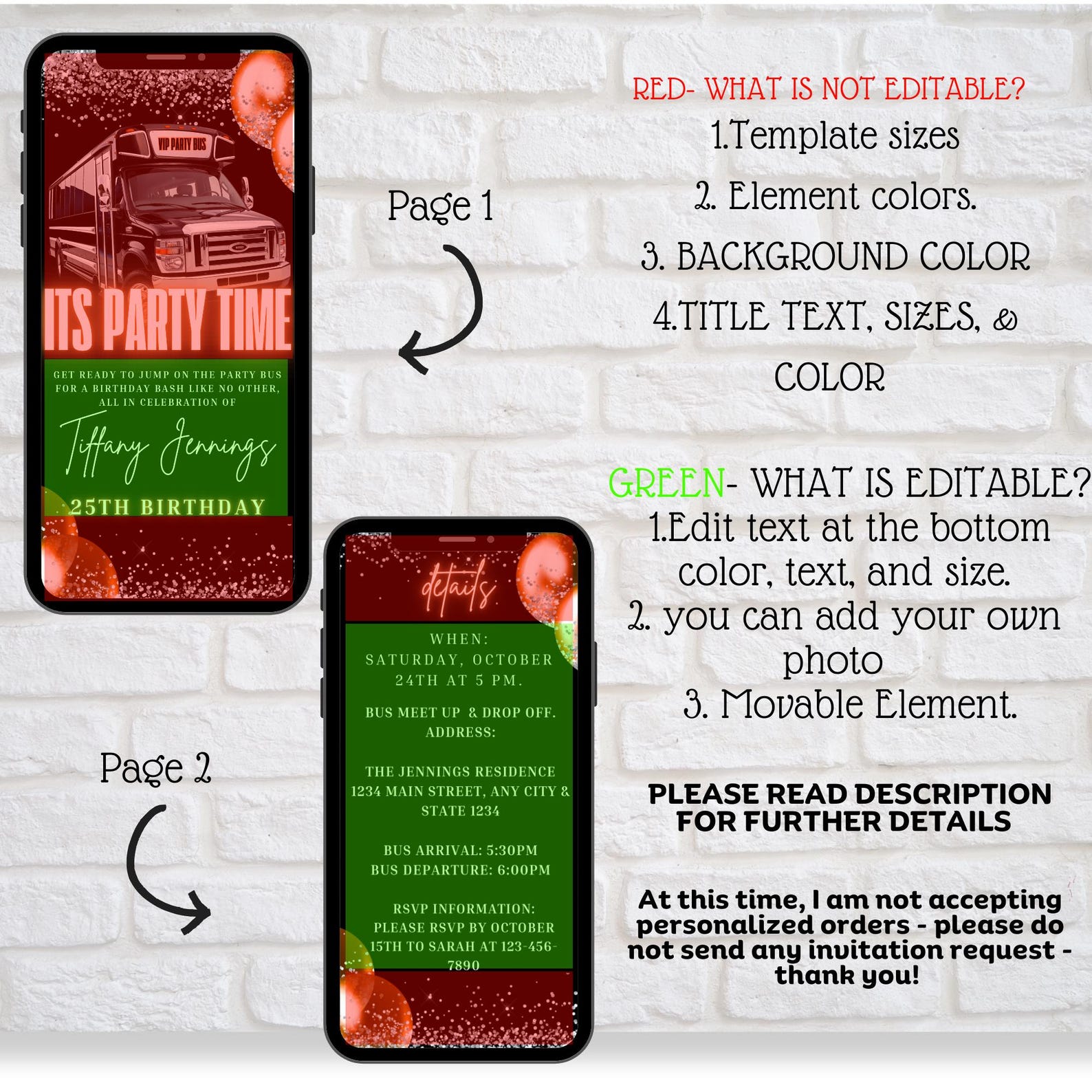 Digital VIP Party Bus Birthday Invitation, Limo Party Invite, It's ...